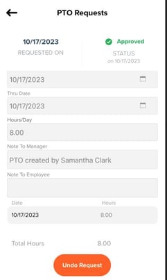 Approving/Denying Paid Time Off (PTO) in Current PTO & Requests